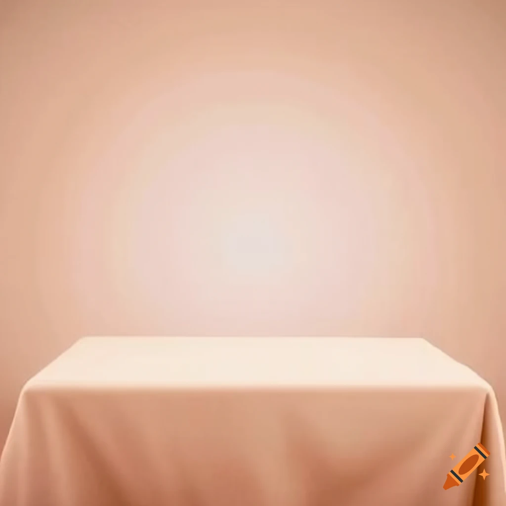 Empty table with cream-colored tablecloth on Craiyon