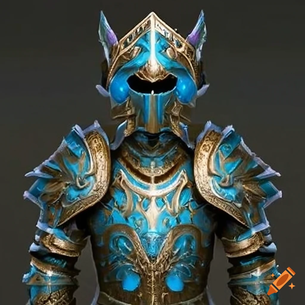 Front view of a magic armor set on Craiyon