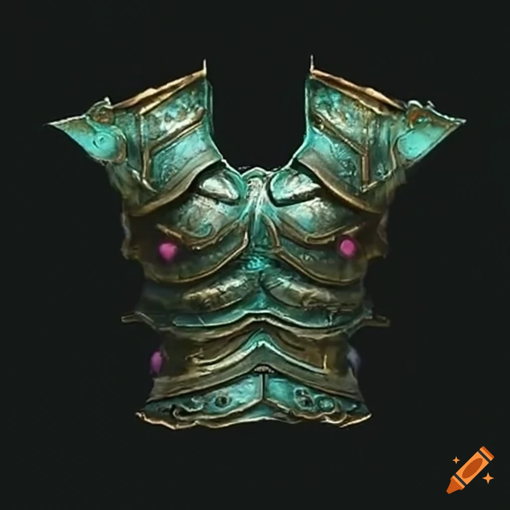 Front view of magical armor for the stomach on Craiyon