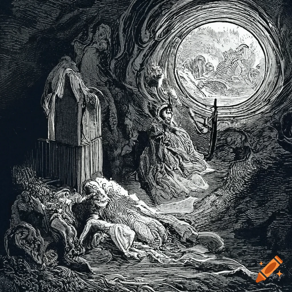 Gustave dore ghosts rising from the tomb on Craiyon