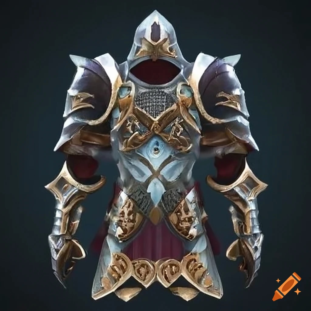 Front view of an adorned magic armor set on Craiyon