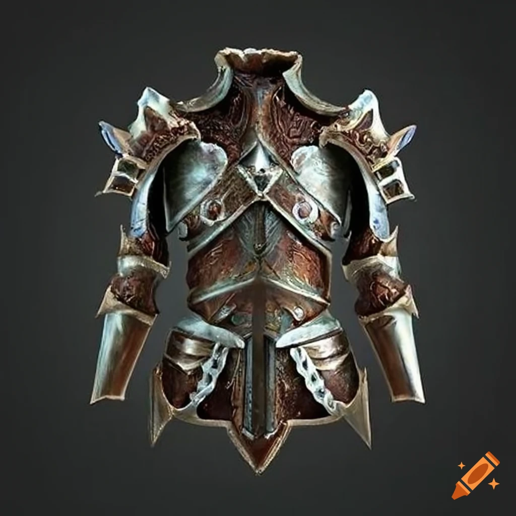 Adorned magic hide armor front view on Craiyon