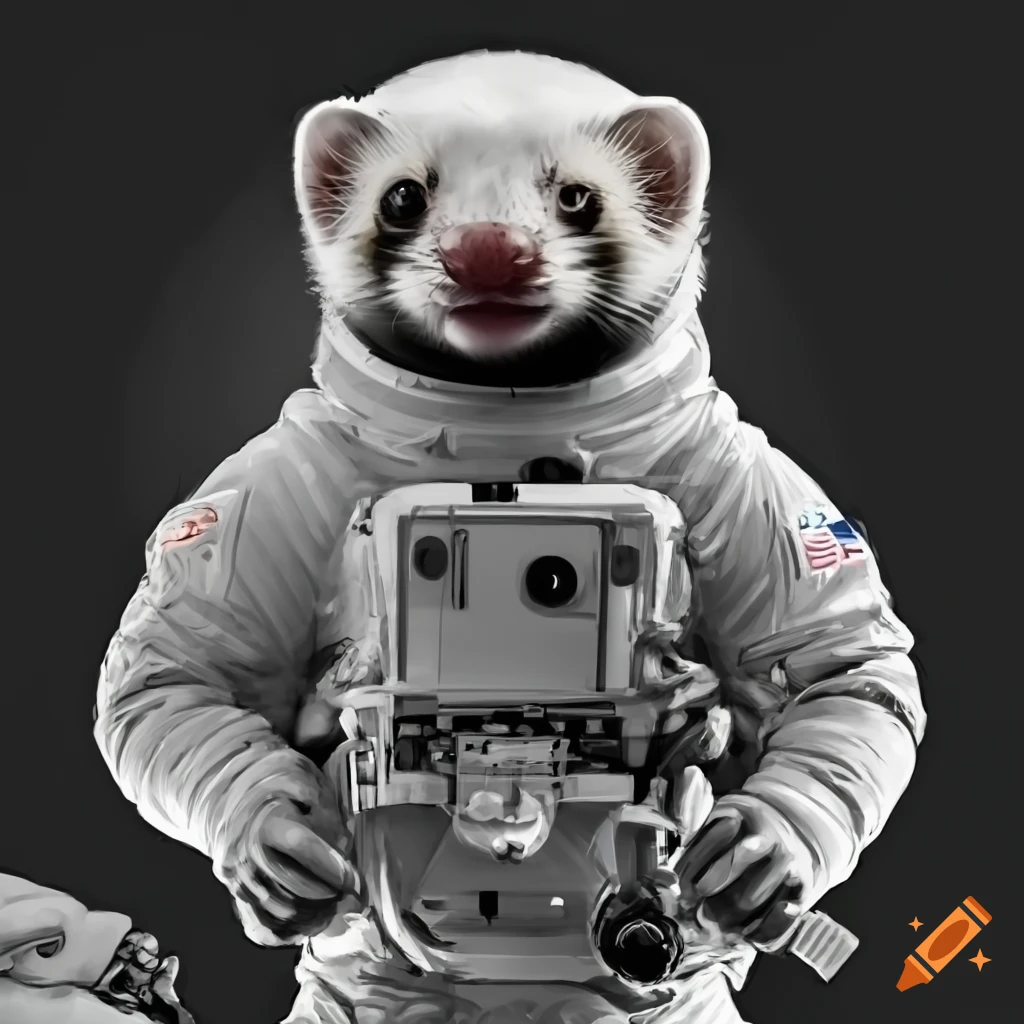 Smiling ferret astronaut on the moon on Craiyon
