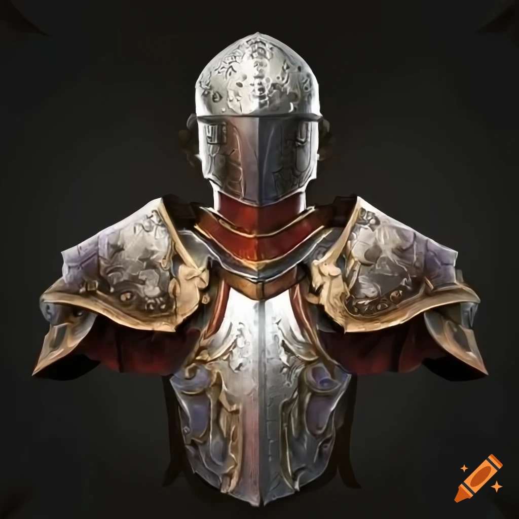 Front view of adorned magic armor plates on Craiyon