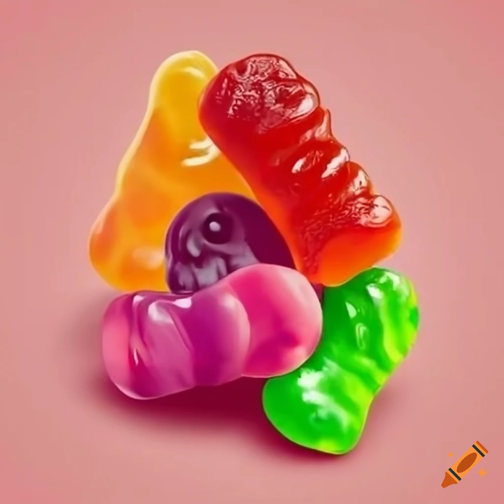 Cartoon gummy candies on Craiyon