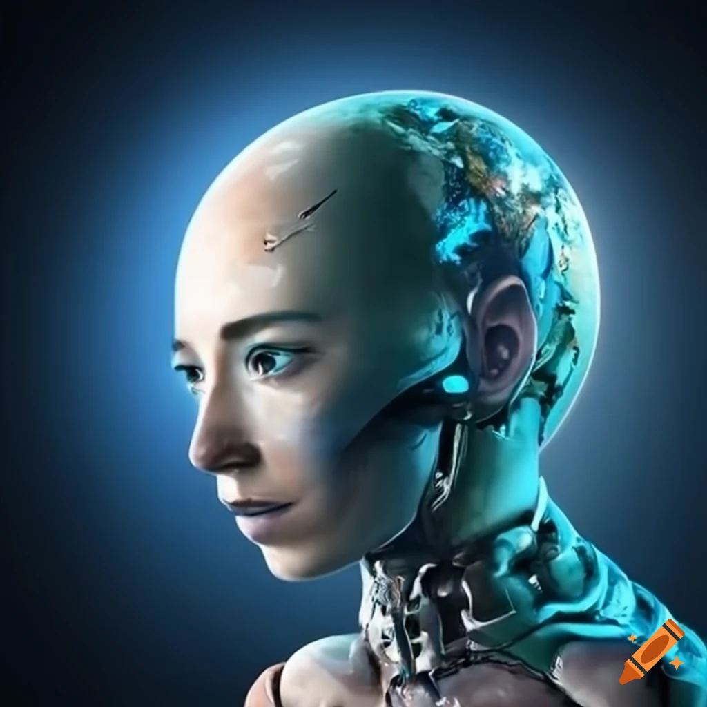 Earth transformed into humanoid being in futuristic vision on Craiyon