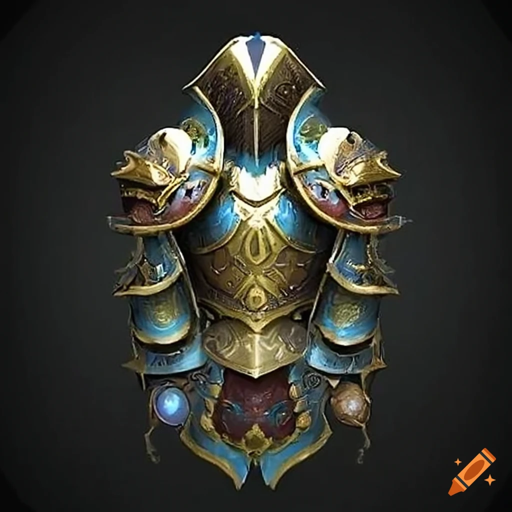 Front view of magic armor on Craiyon