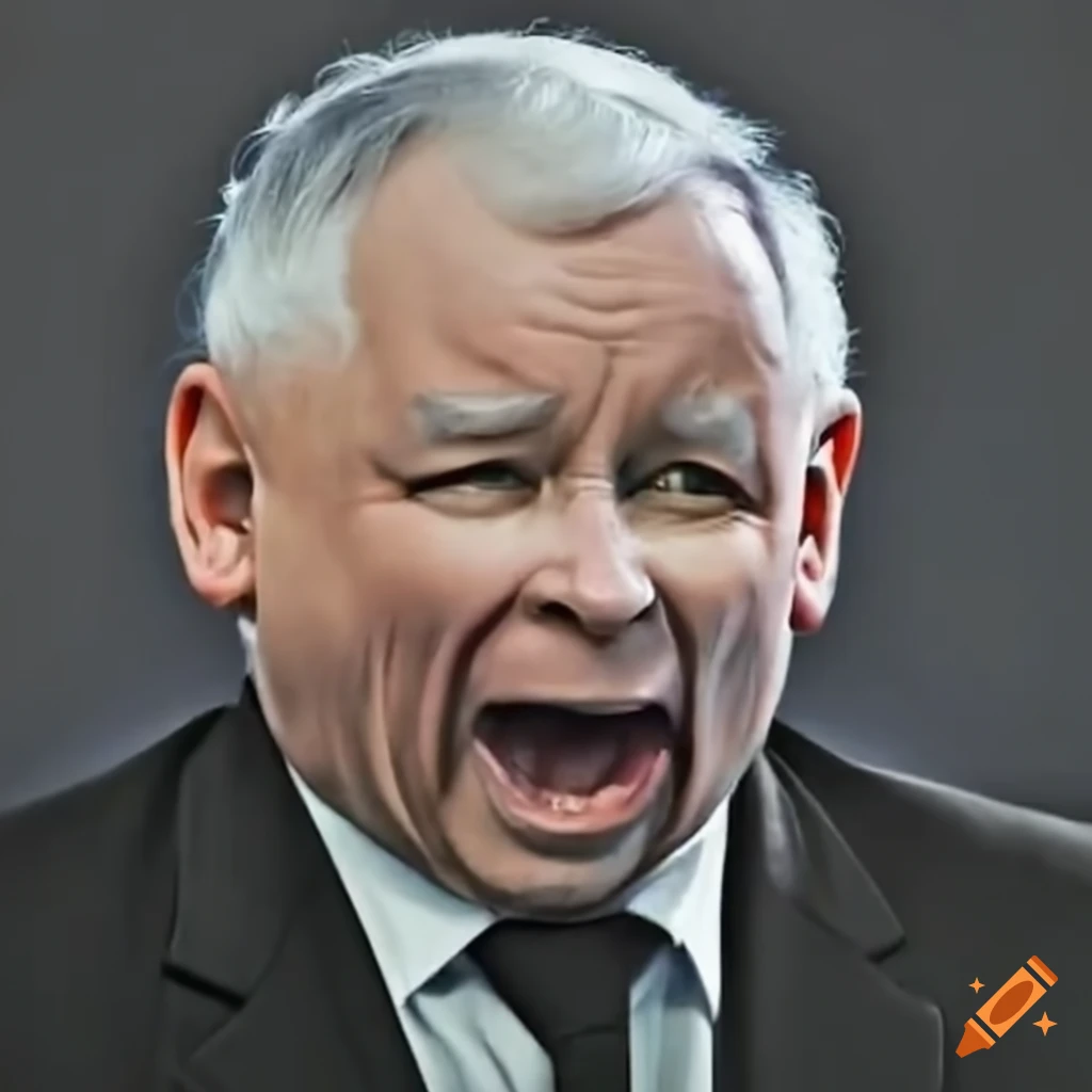Politician jarosław kaczyński expressing strong emotions on Craiyon
