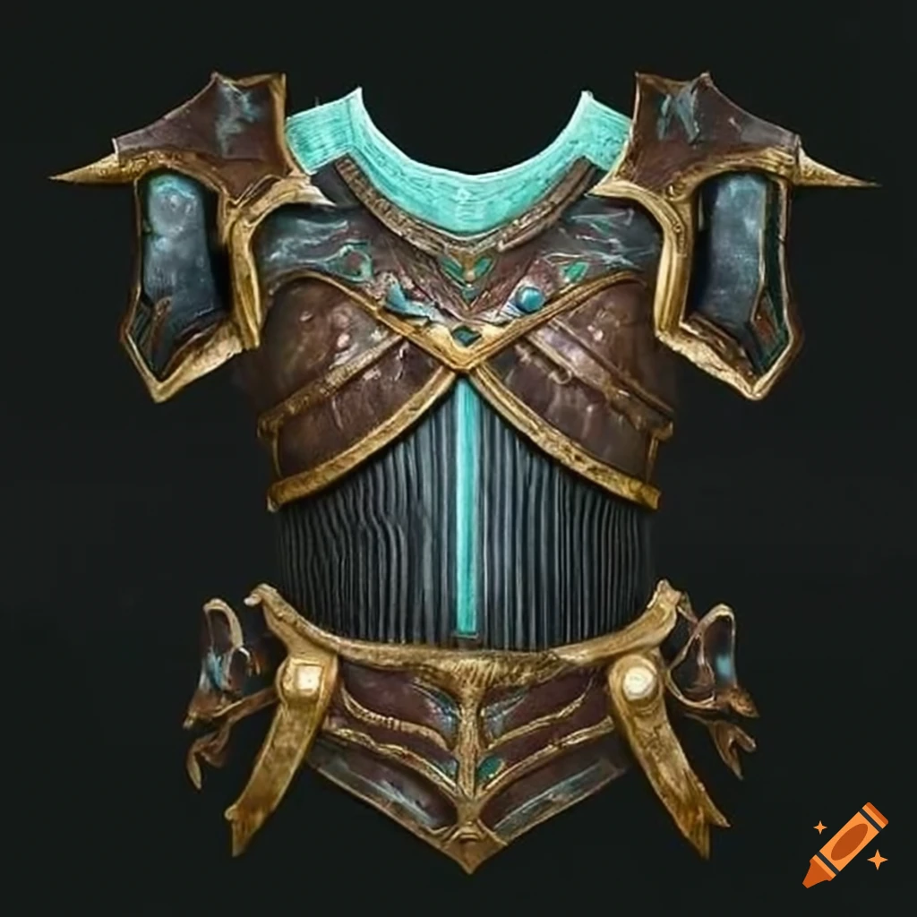 Adorned magic hide armor front view on Craiyon