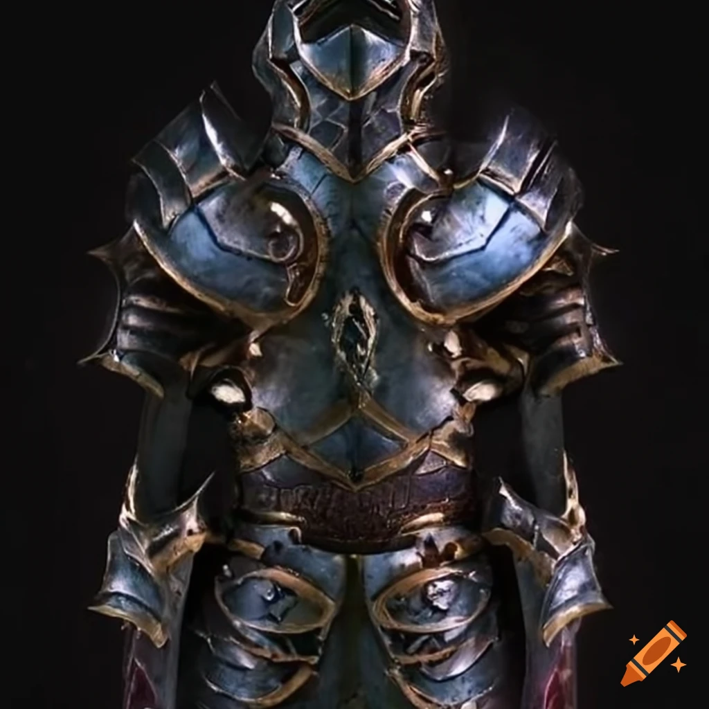 Front view of adorned magic vitreous armor on Craiyon