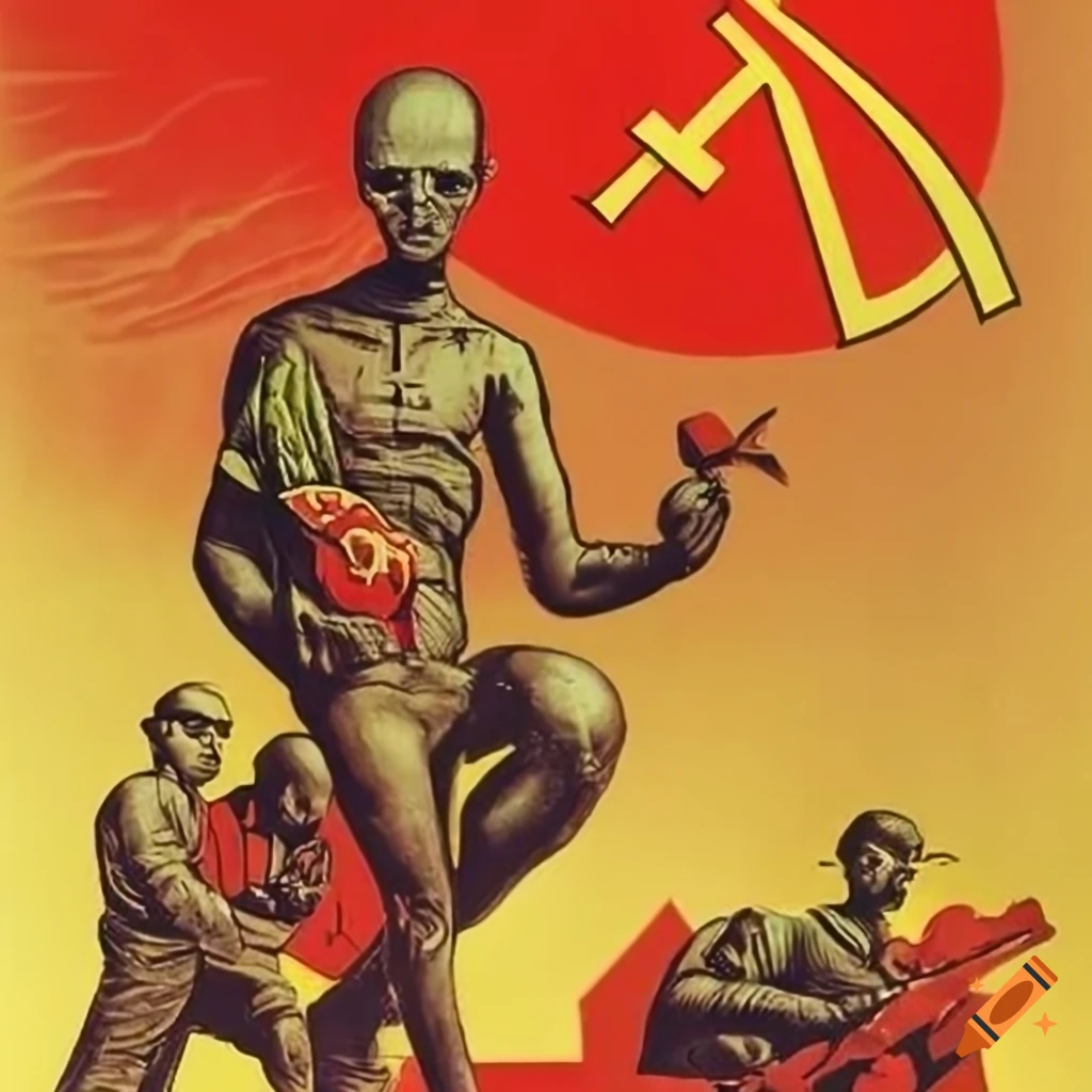Alien communist propaganda poster on Craiyon