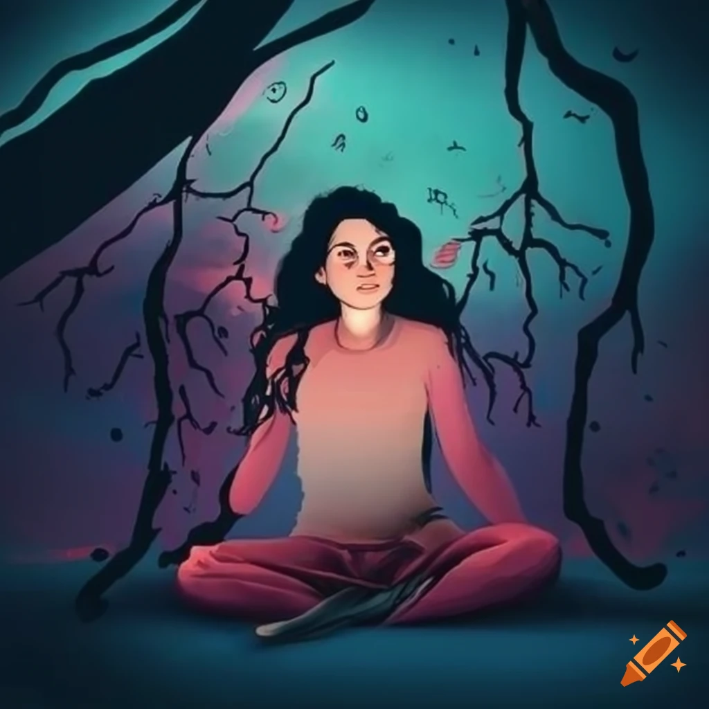 Young person experiencing existential dread on Craiyon