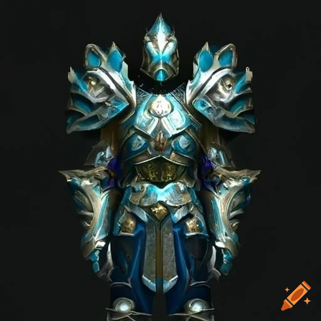 Front view of adorned magic armor on Craiyon