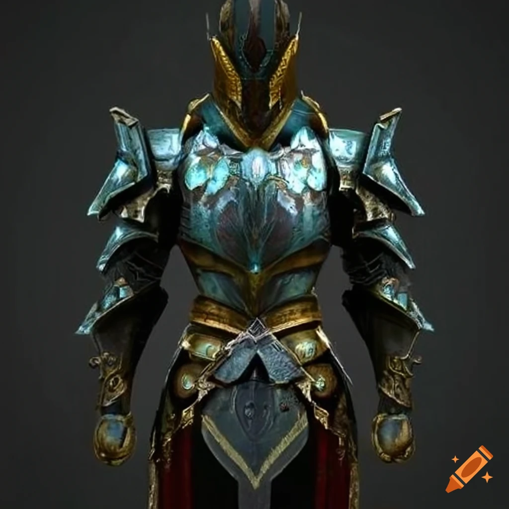 Front view of adorned magic hide armor set on Craiyon
