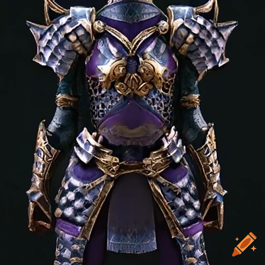 Adorned magic lacquered armor from the front view on Craiyon