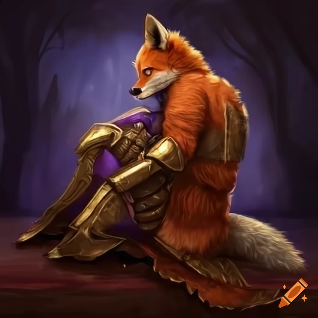 Magic fox sleeping in armor on Craiyon