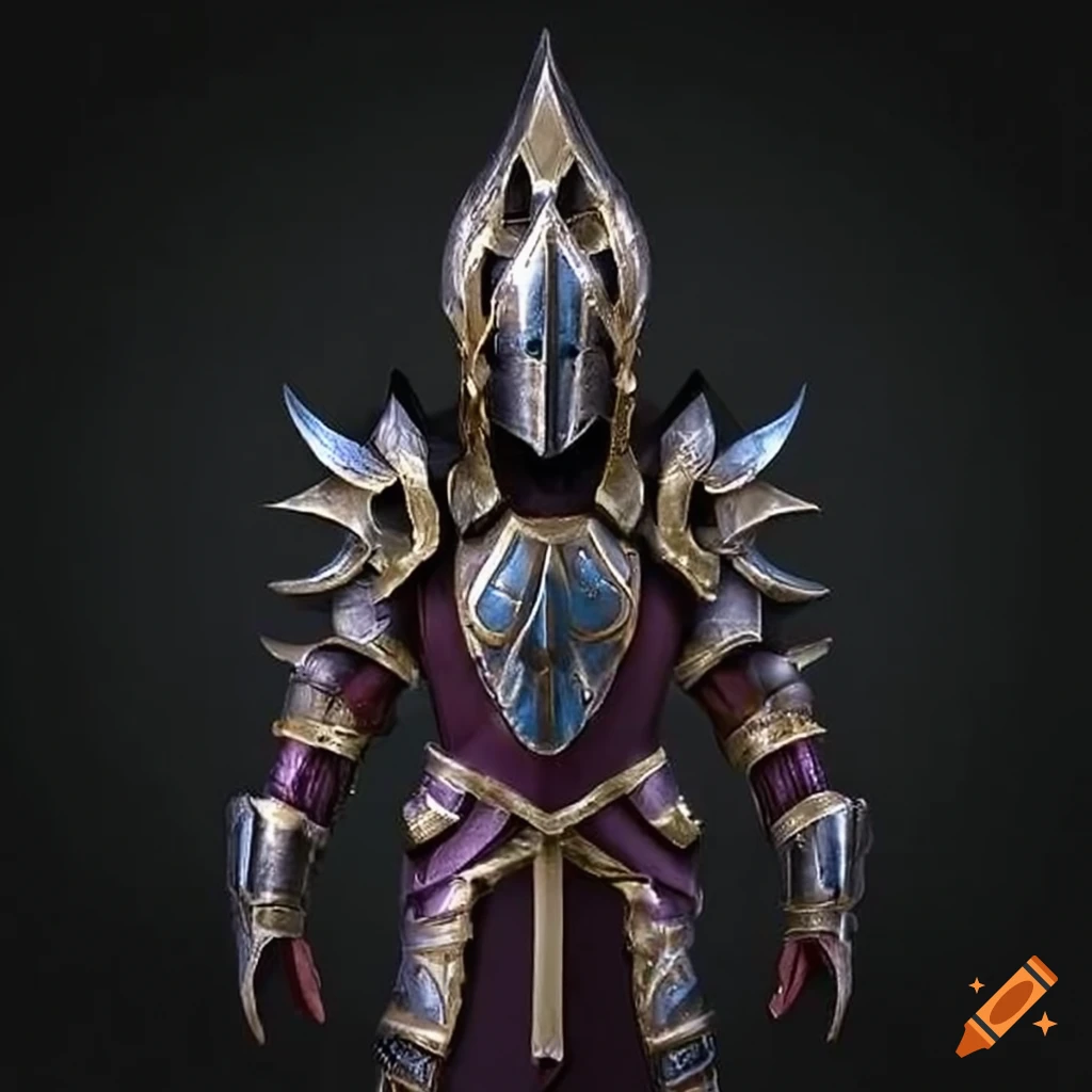 Front view of adorned magic armor set on Craiyon