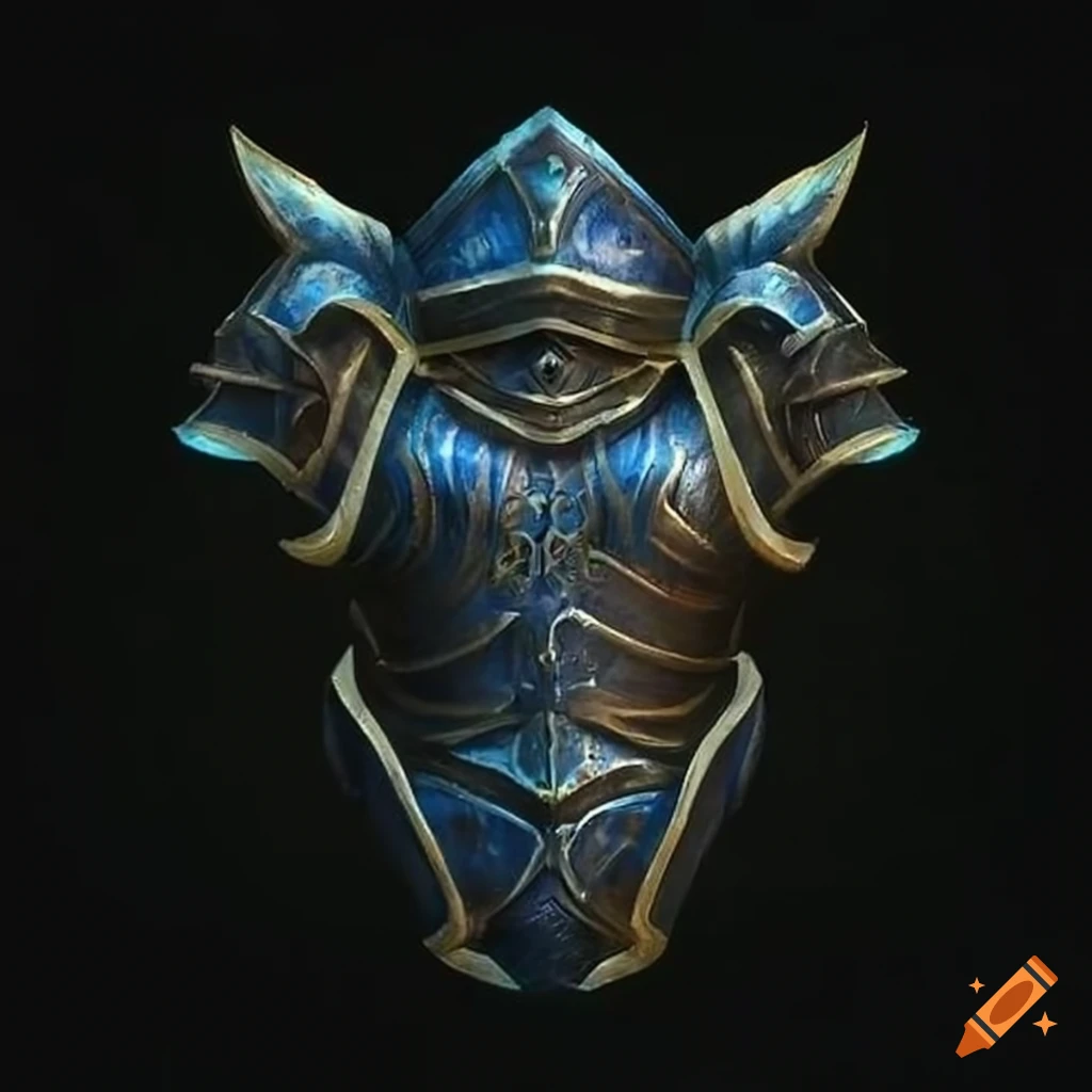 Front view of adorned magic armor on Craiyon