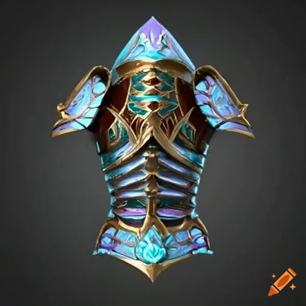 Front view of adorned magic armor on Craiyon