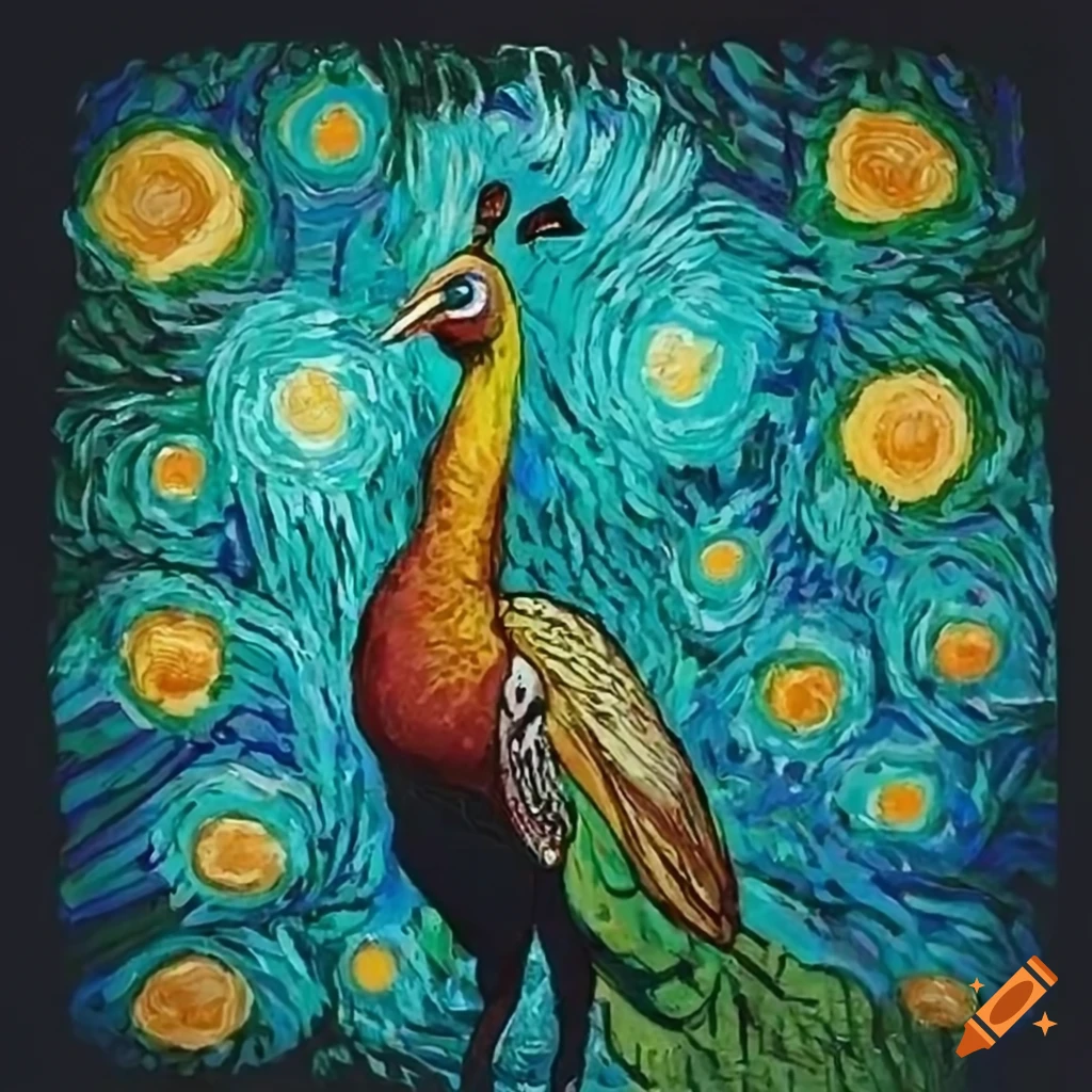 Liquor label design inspired by peacock and Van Gogh for Stoney Peacock ...