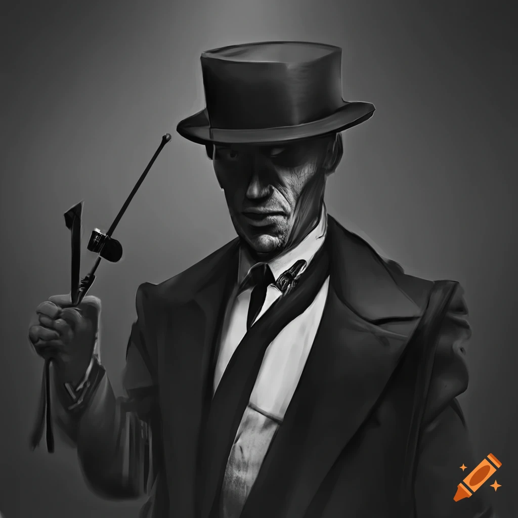 Silhouette of thomas shelby in signature suit and hat on a dark ...