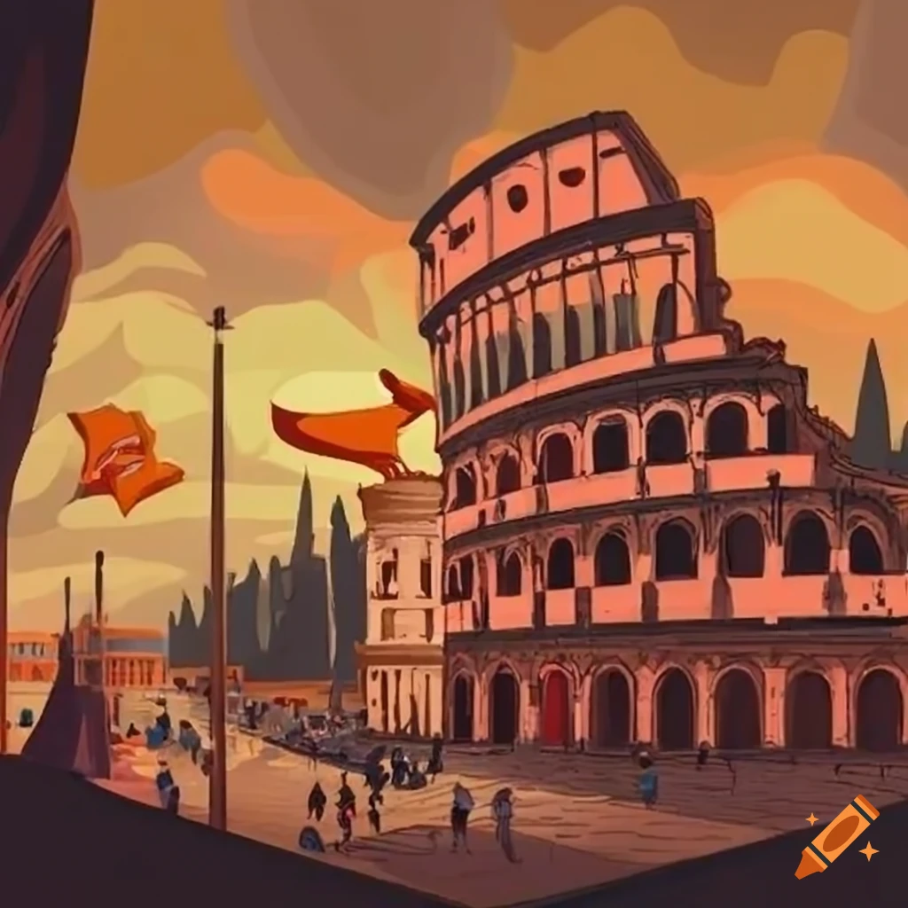 Rome vacation cartoon on Craiyon