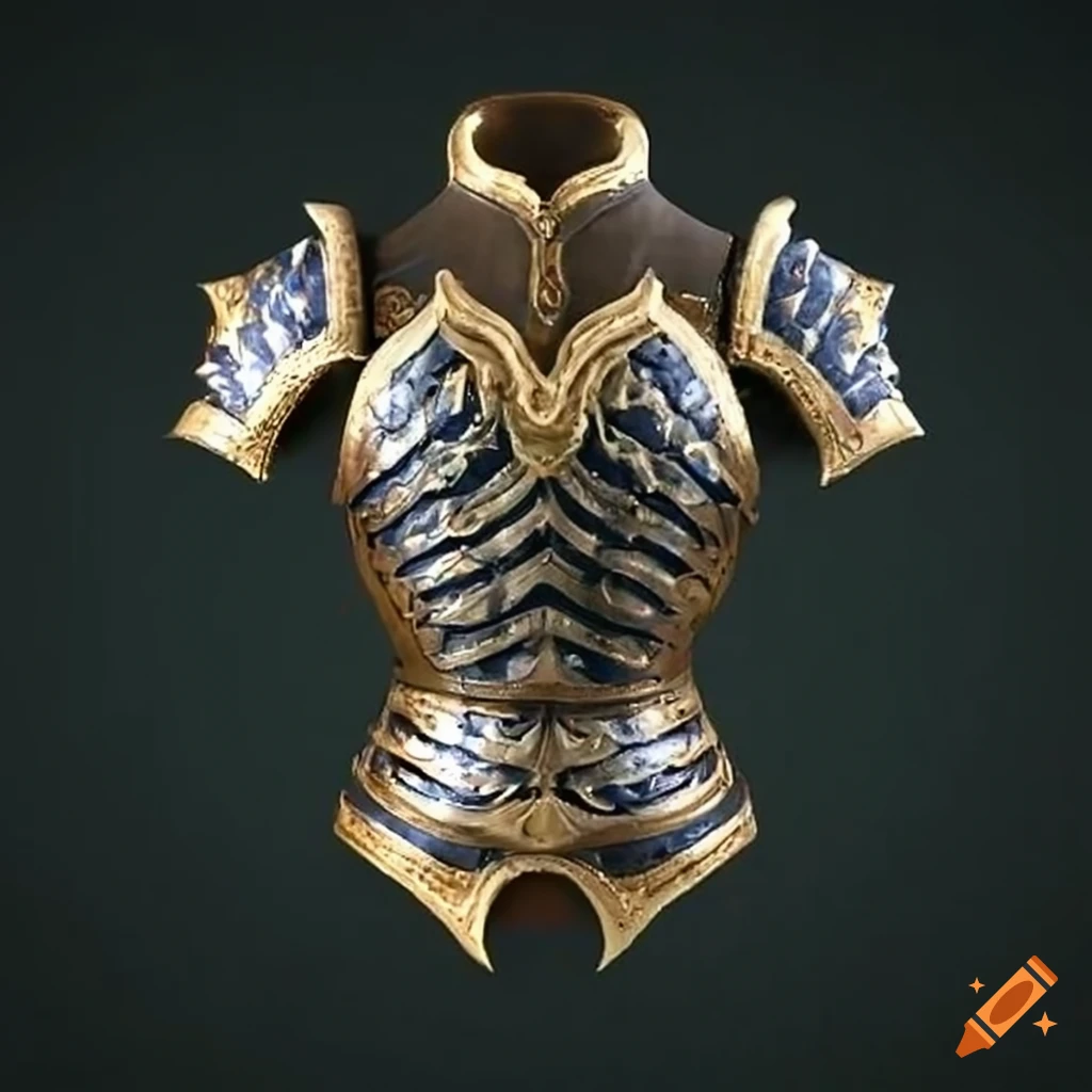 Front view of adorned magic armor on Craiyon