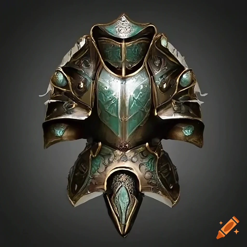 Front view of adorned magic armor on Craiyon