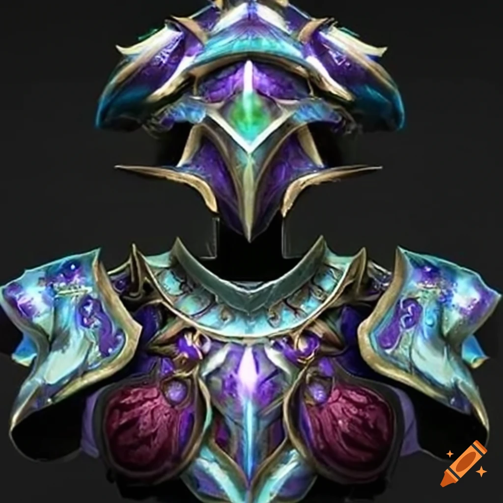 Front view of adorned magic armor on Craiyon