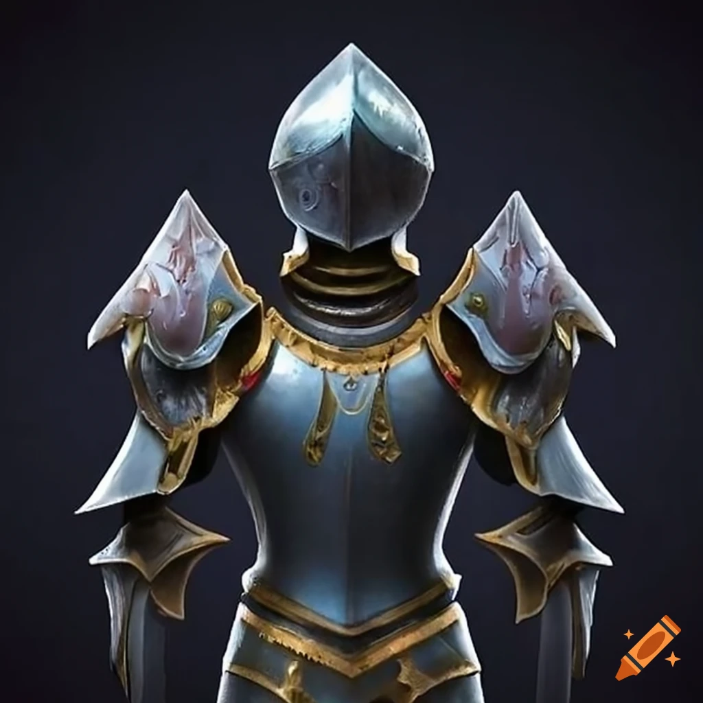 Front view of adorned magic armor plates on Craiyon