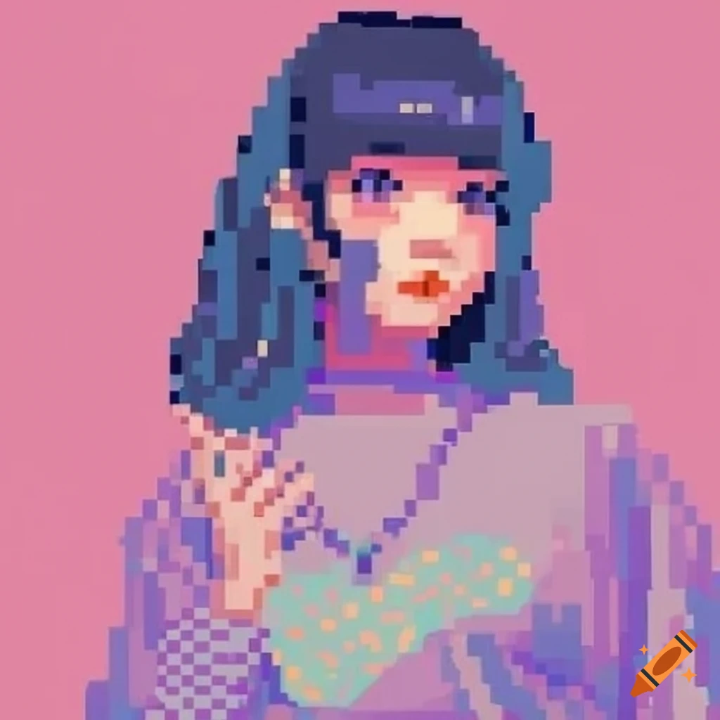 Retro anime girl in pixel art aesthetic with pastel kawaii vibes on Craiyon
