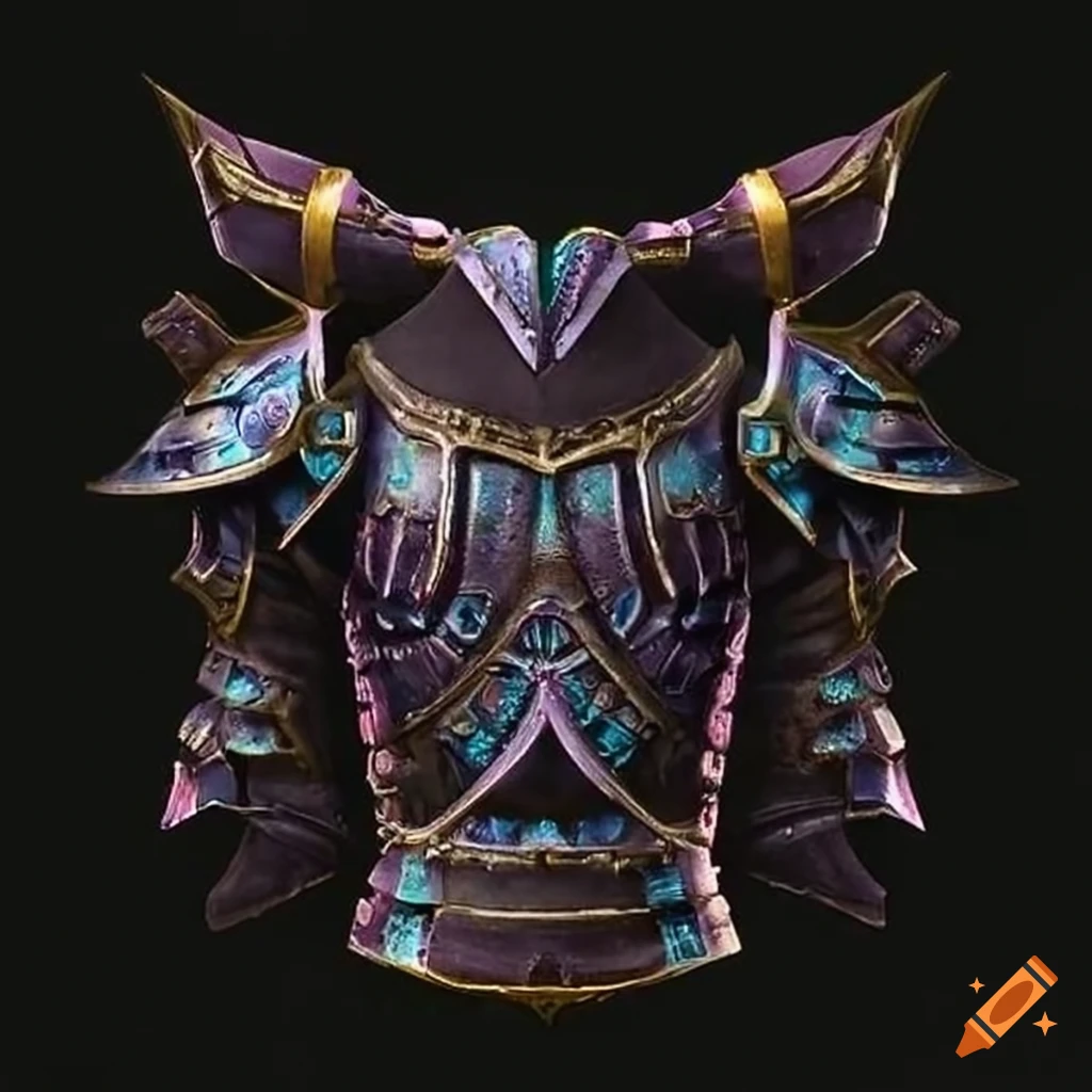 Adorned magic lacquered armor from the front view on Craiyon