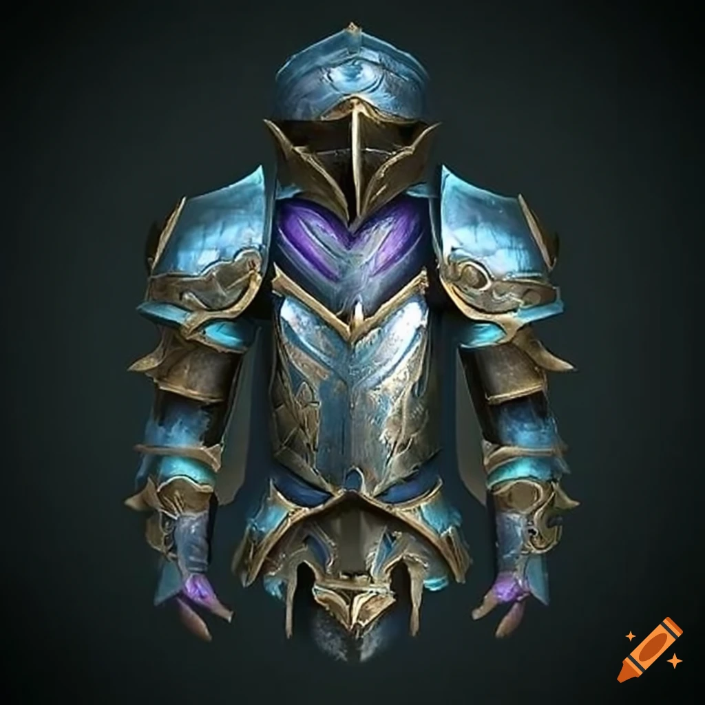 Front view of adorned magic armor on Craiyon