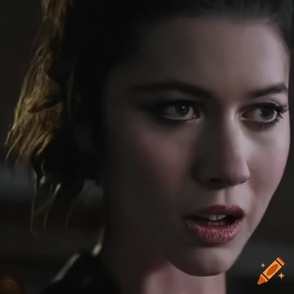 Actress undergoing werewolf transformation in urban setting on Craiyon