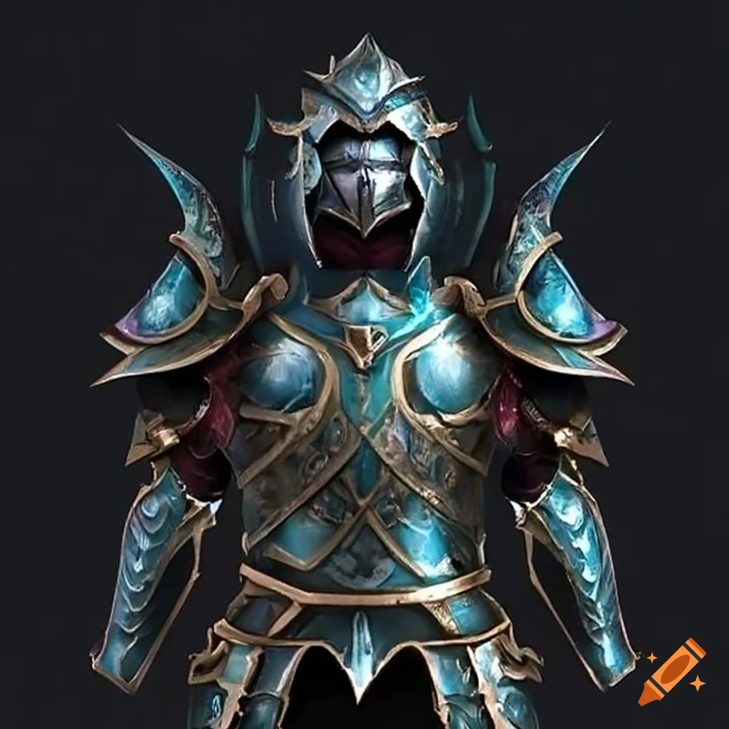 Front view of magic armor on Craiyon