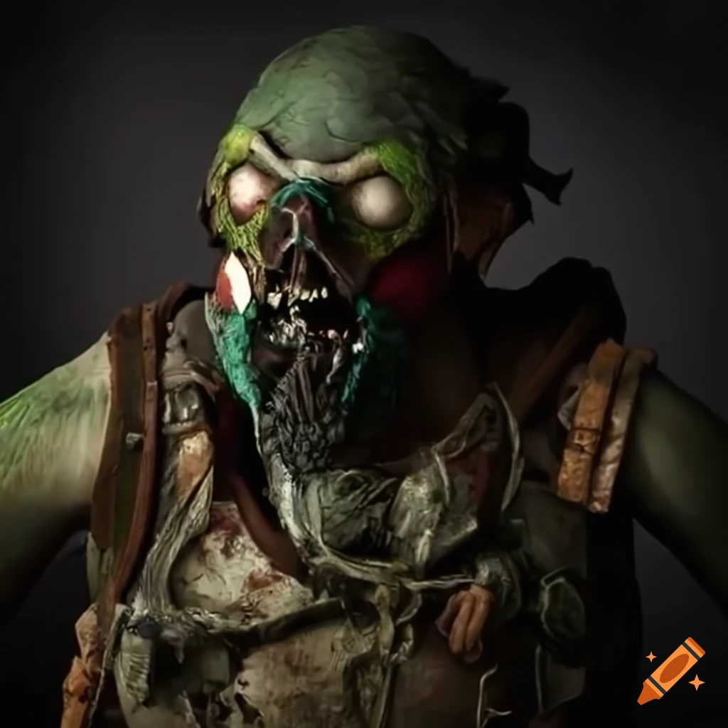 Undead pirate with decaying parrots in a post-apocalyptic setting on ...