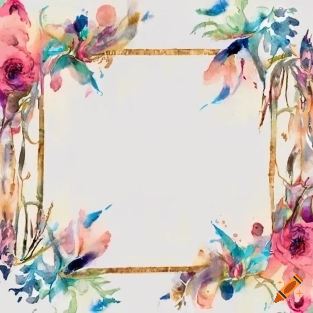 Watercolor floral border in a thin rectangle shape on Craiyon