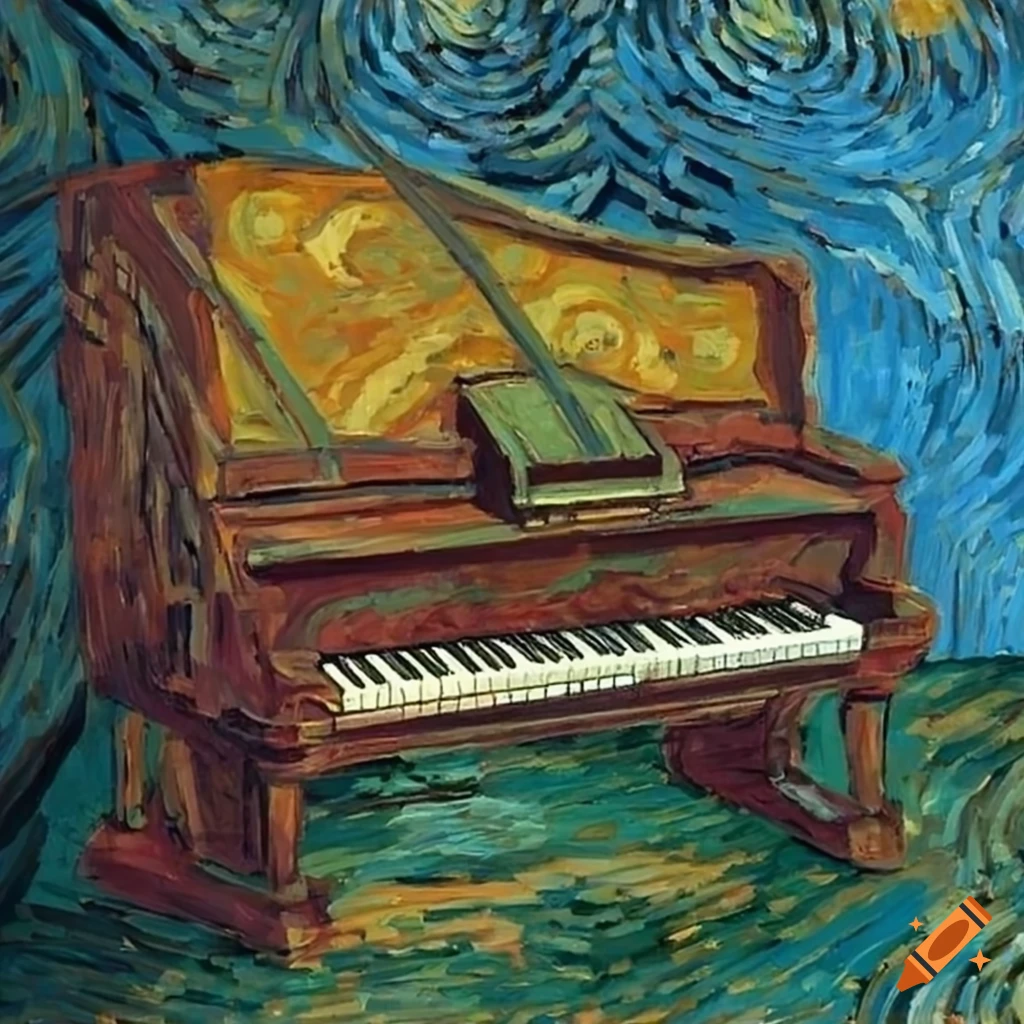 Piano with a Van Gogh artistic style on Craiyon