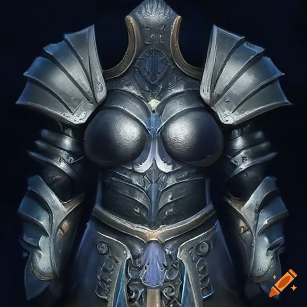 Front view of adorned magic strength armor on Craiyon