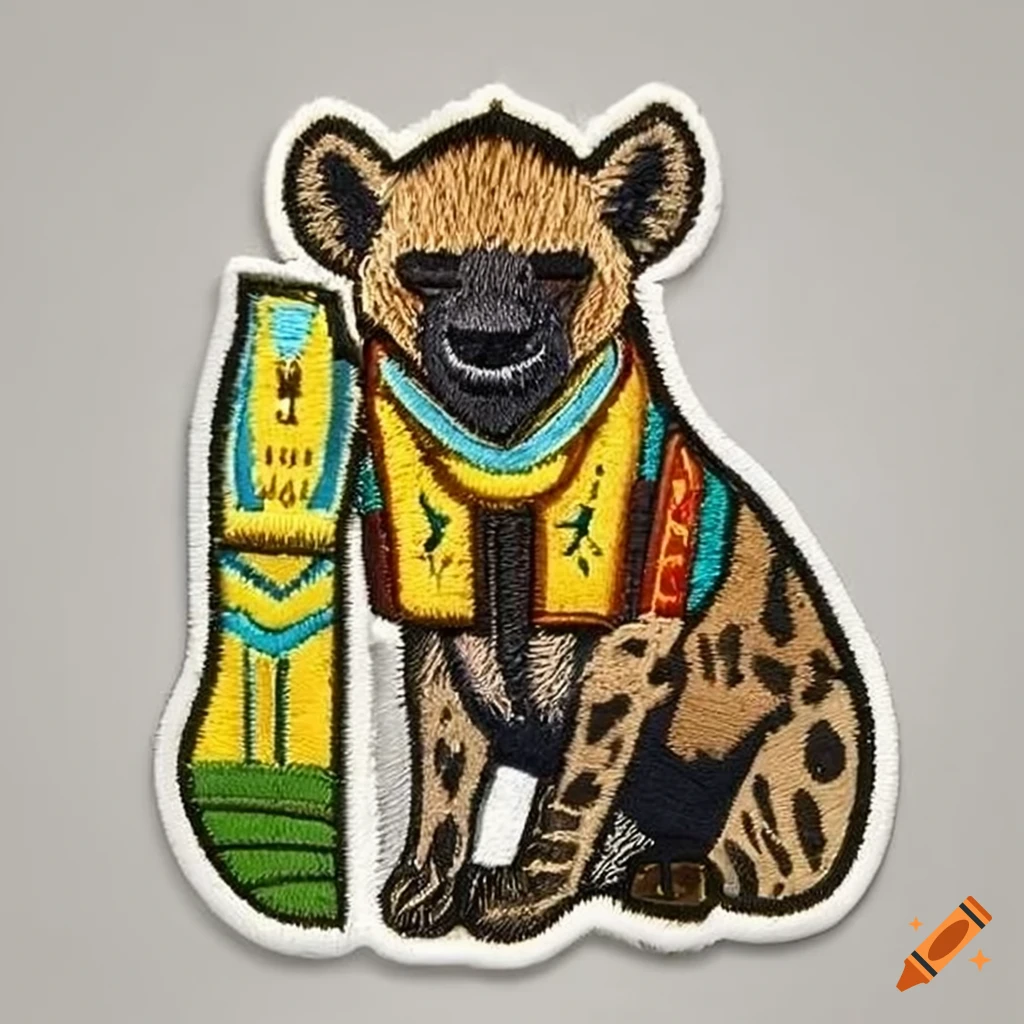 Hyena with egyptian accessories patch on Craiyon
