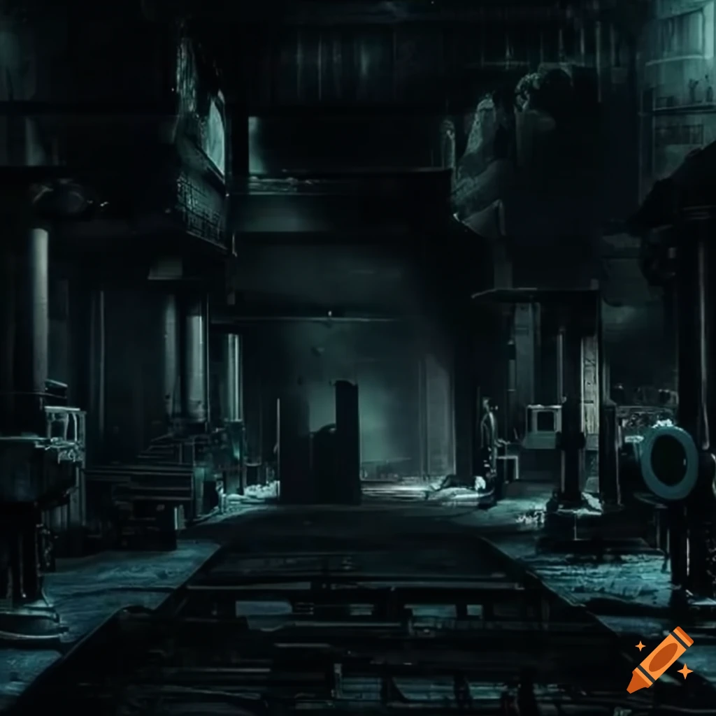 Dark factory with machines on Craiyon