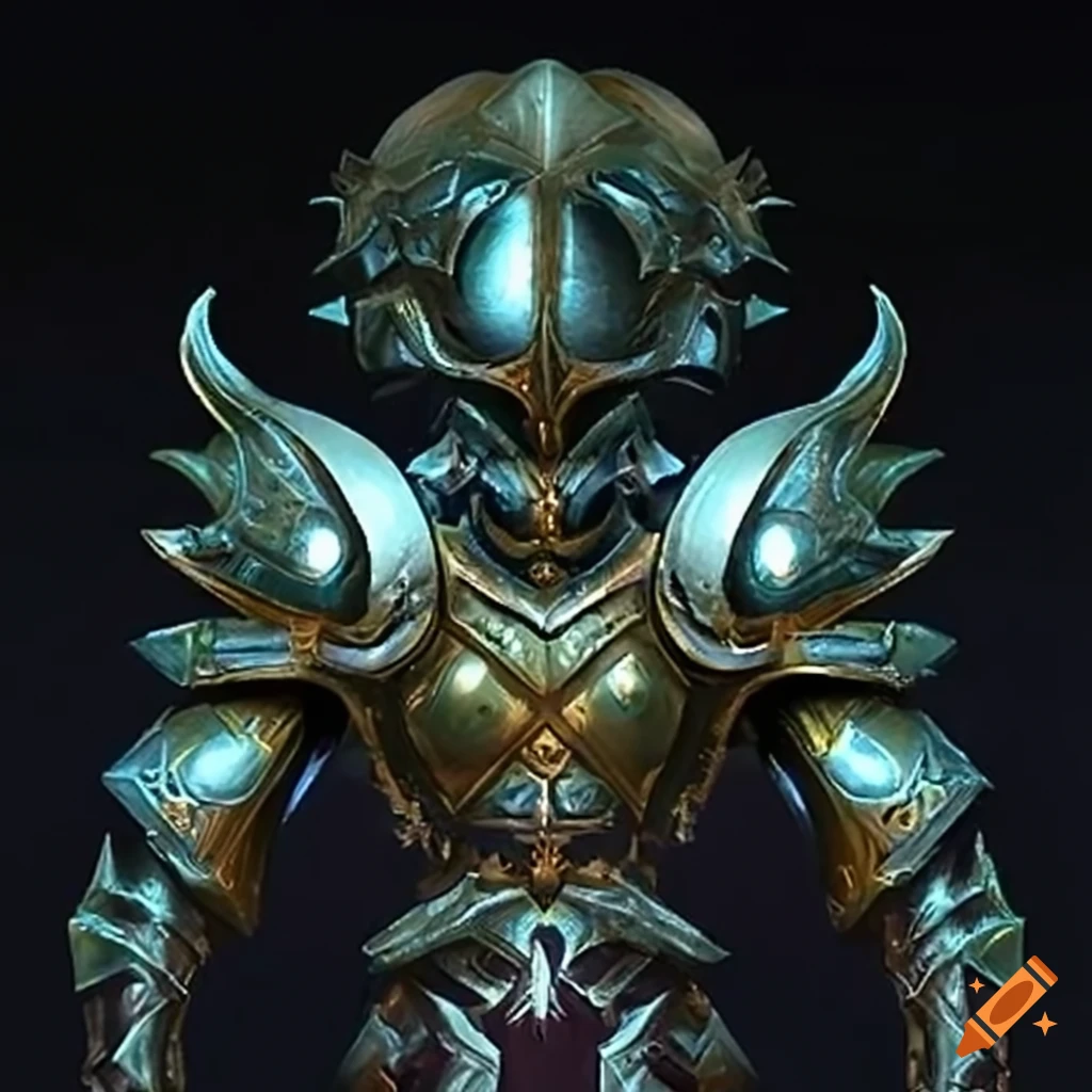 Front view of adorned magic armor on Craiyon