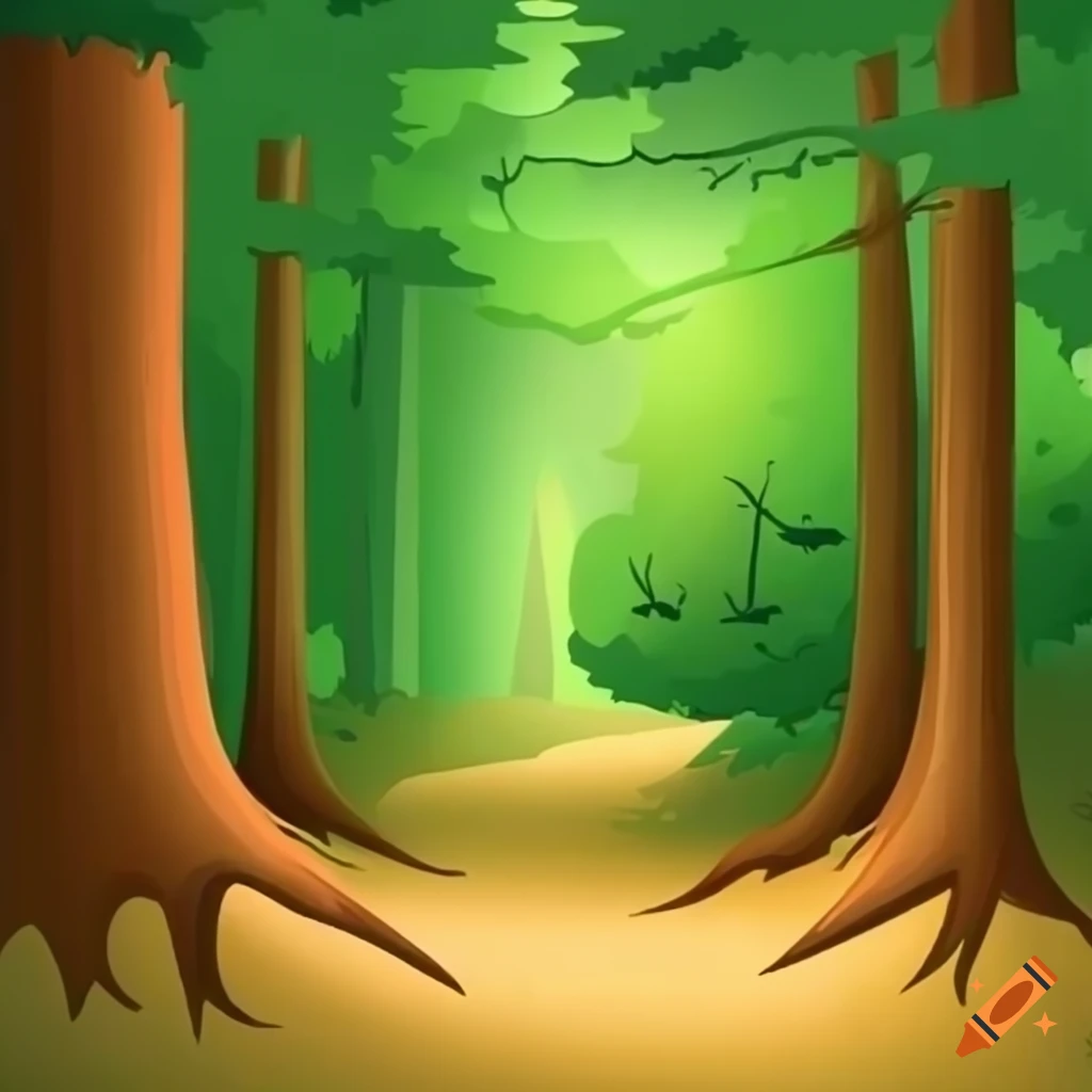 Cartoonish forest with beige tones on Craiyon