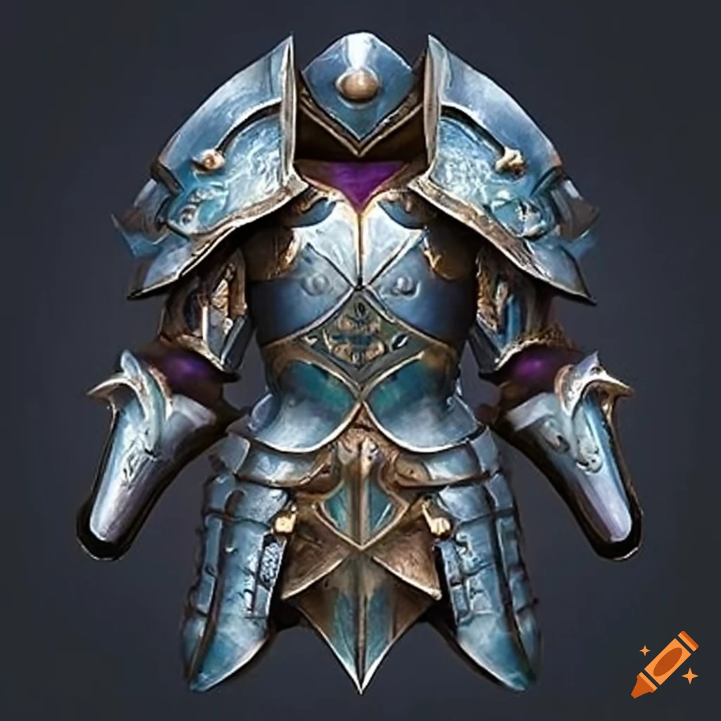 Front view of adorned magic armor on Craiyon