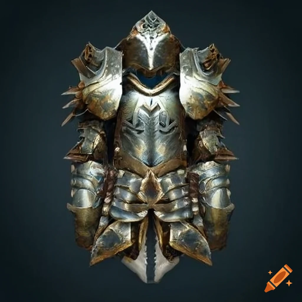 Adorned magic hide armor set front view on Craiyon