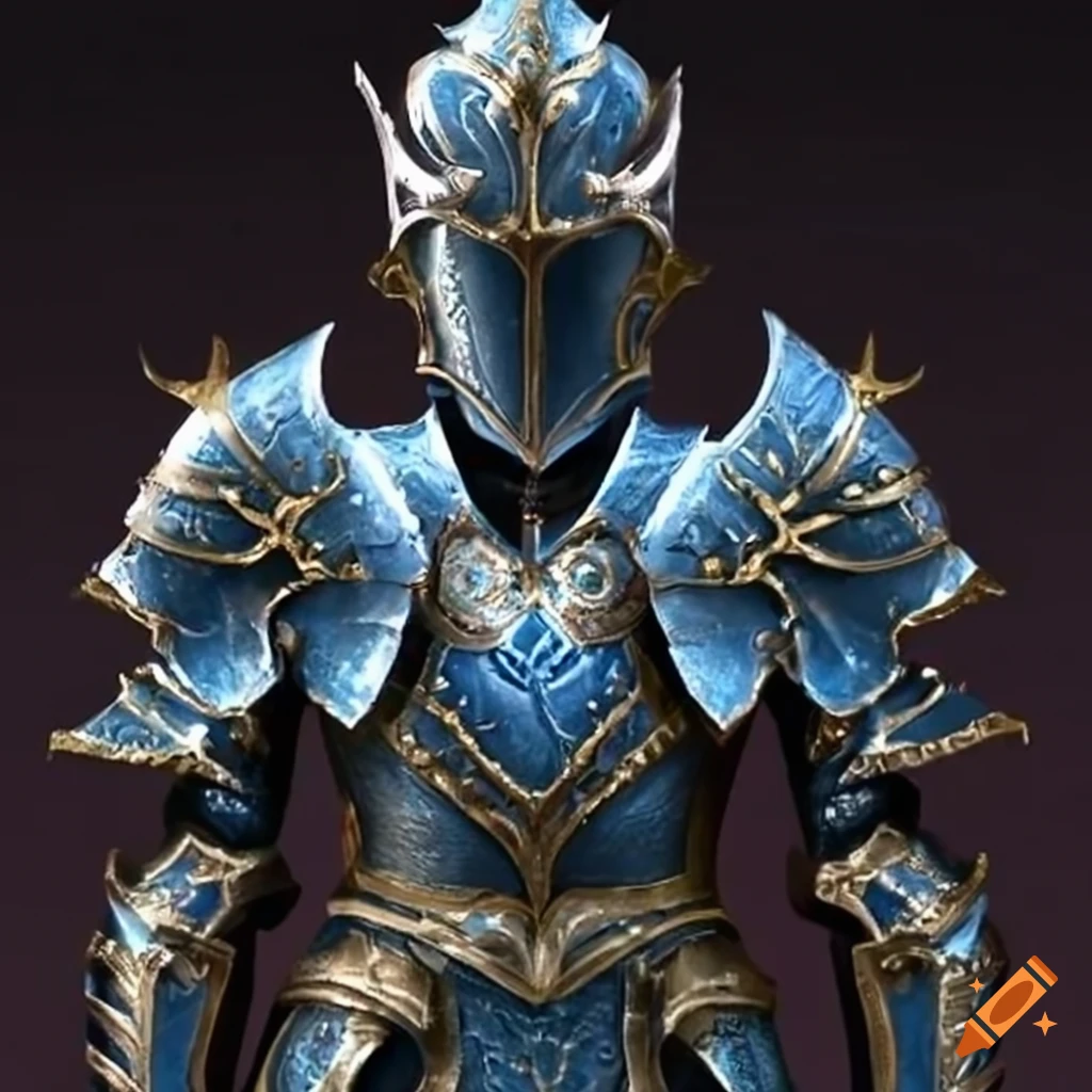 Front view of adorned magic armor on Craiyon