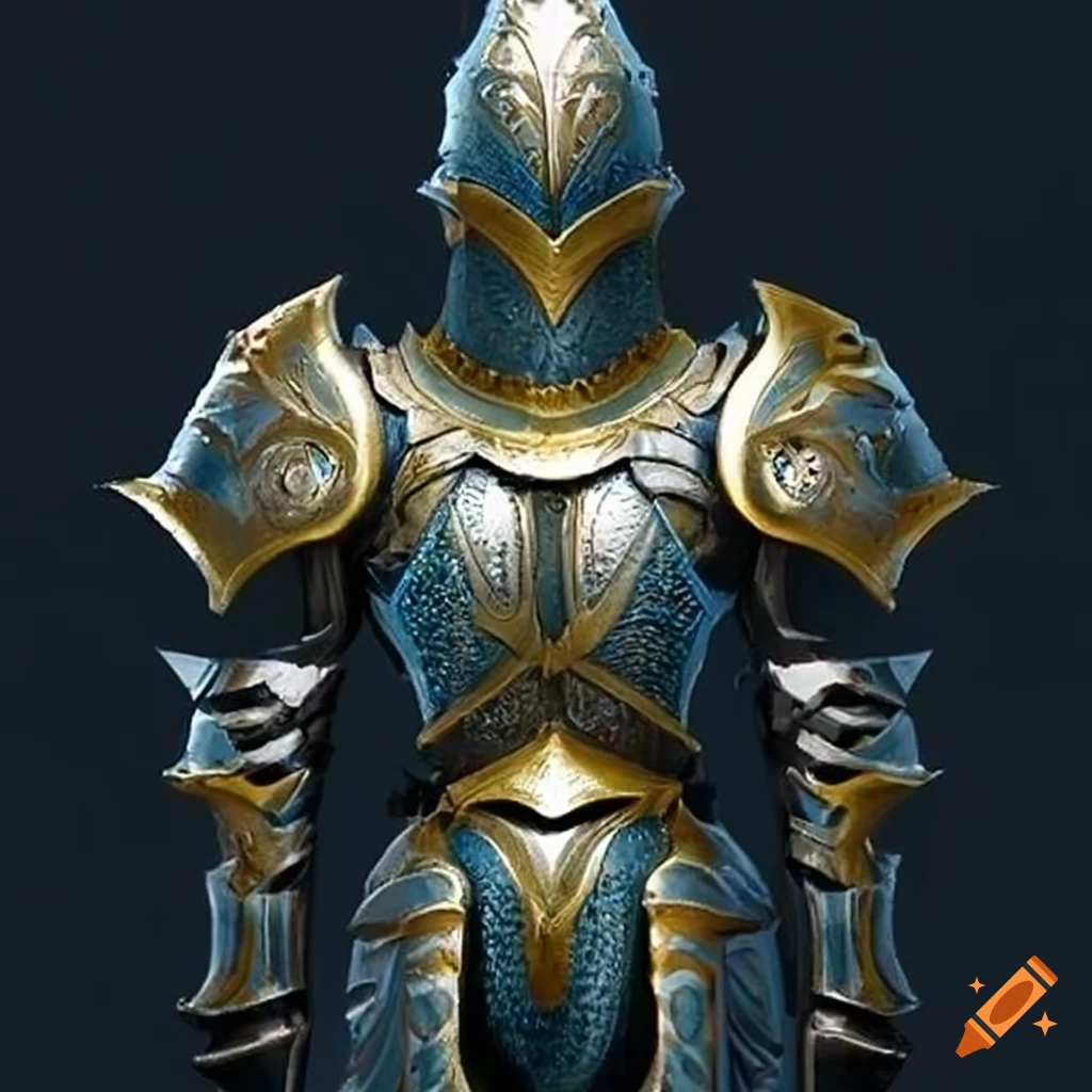 Front view of adorned magic armor on Craiyon