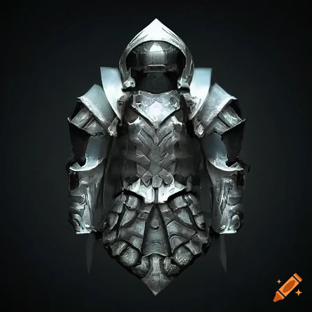 Adorned magic lacquered armor front view on Craiyon