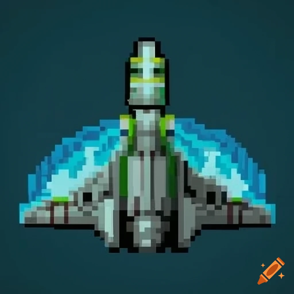 Pixel art of an alien spaceship on Craiyon