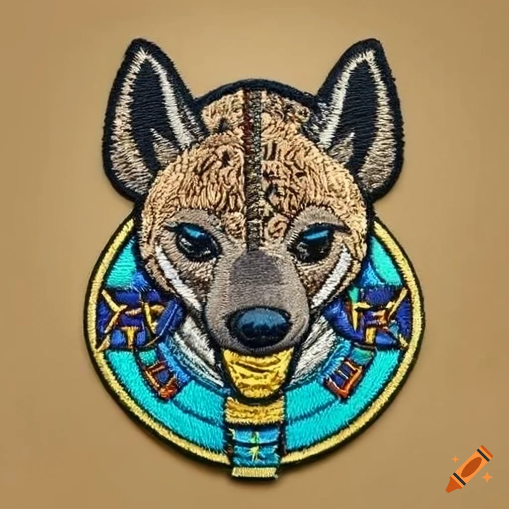 Hyena with egyptian accessories patch on Craiyon